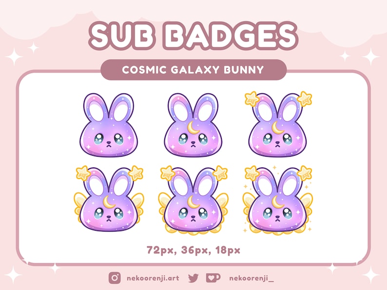 Galaxy Bunny Sub Badges Twitch Cute Bunny Badges Rabbit Sub Badges Bit ...
