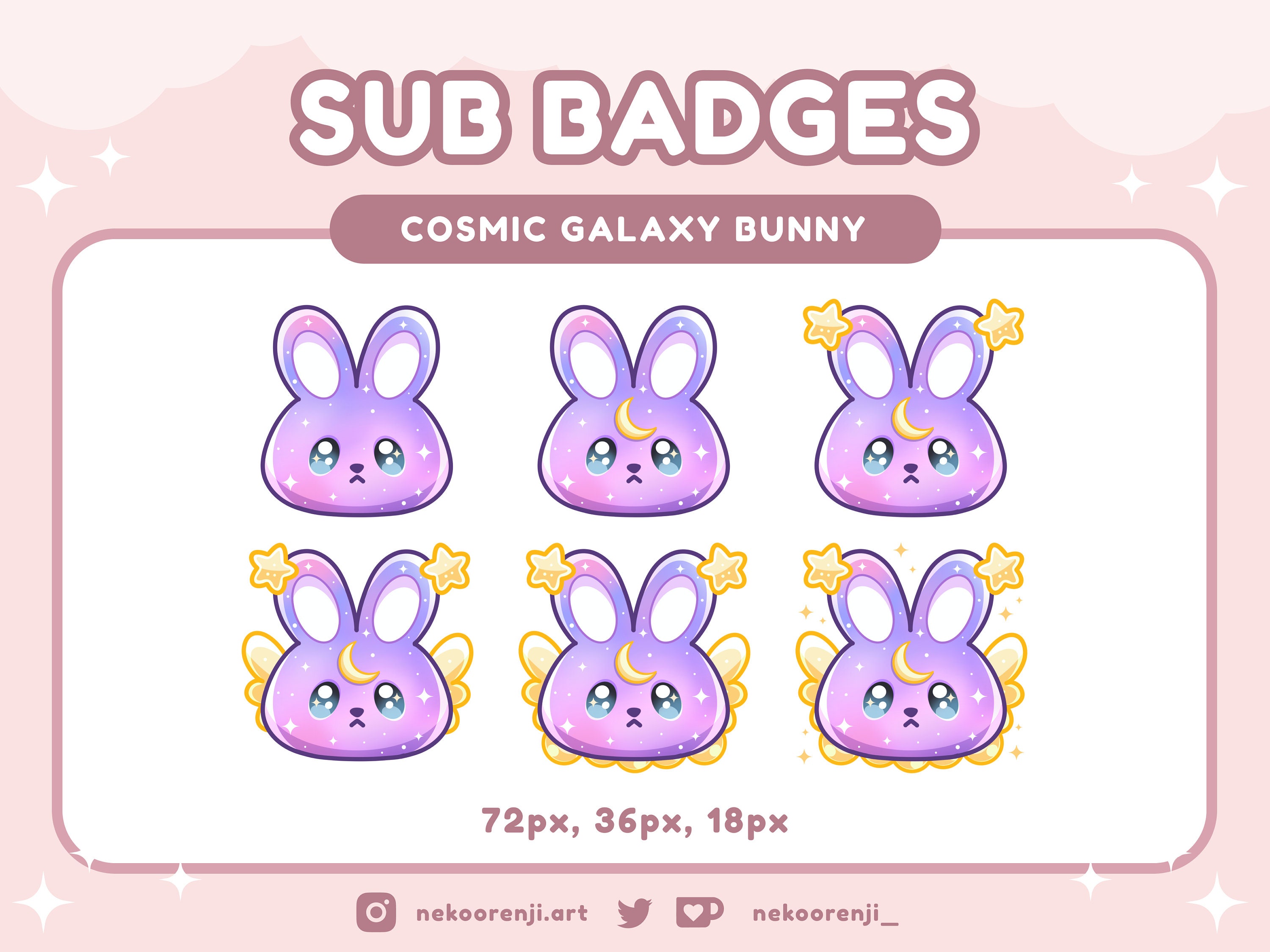 Galaxy Bunny Sub Badges Twitch Cute Bunny Badges Rabbit Sub Badges Bit ...