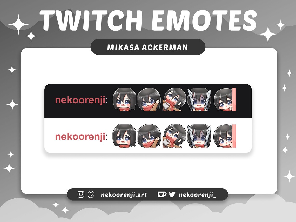 Mikasa Emote | Chibi Black Hair Anime Girl | Twitch Discord Youtube ...