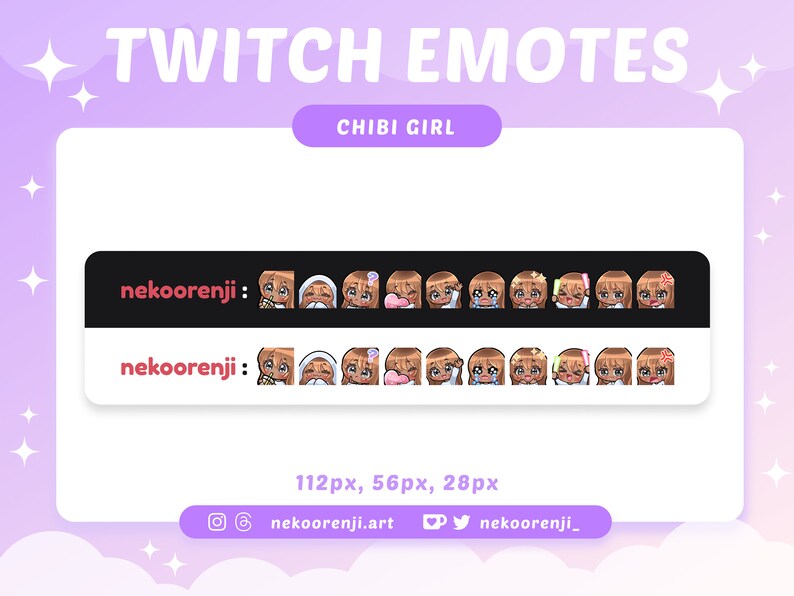 Cute Chibi Girl Emote Pack for Twitch / Discord | Light Brown Hair With ...