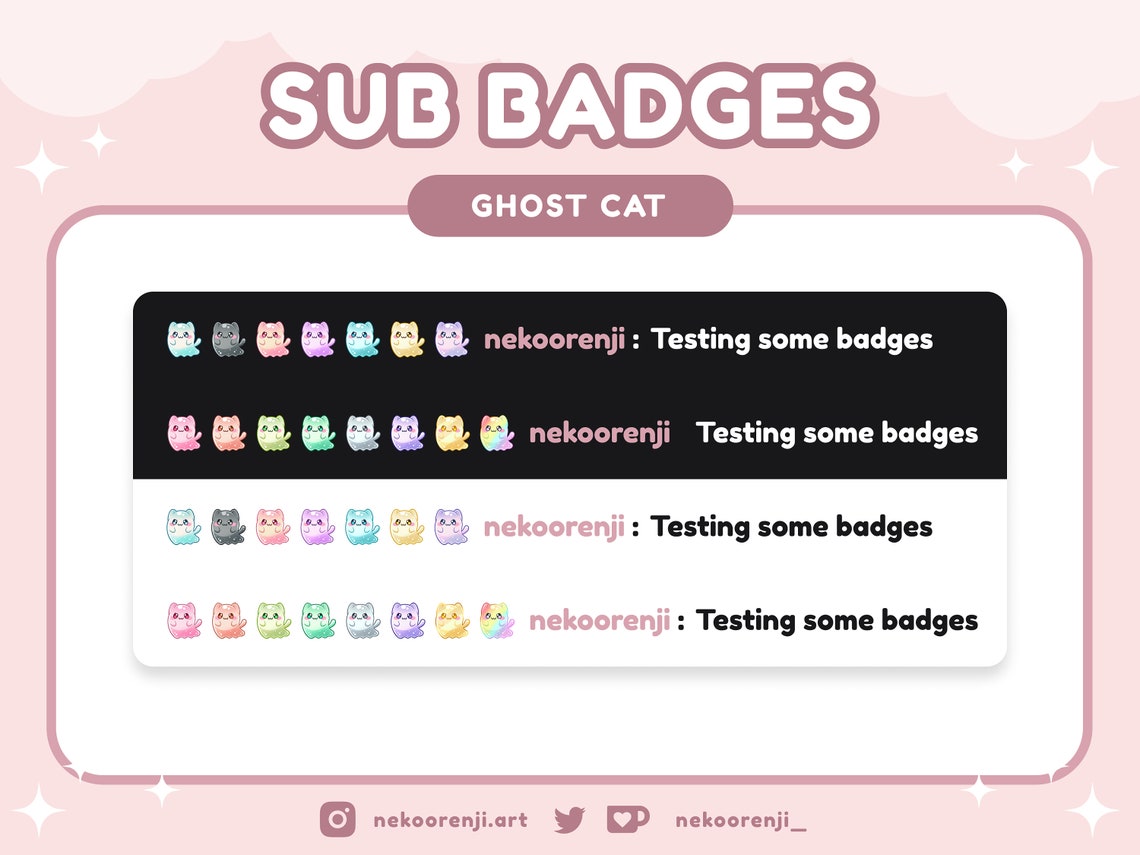 Cute Cat Sub Badges for Twitch Halloween Twitch Stream Sub Bit Badges ...
