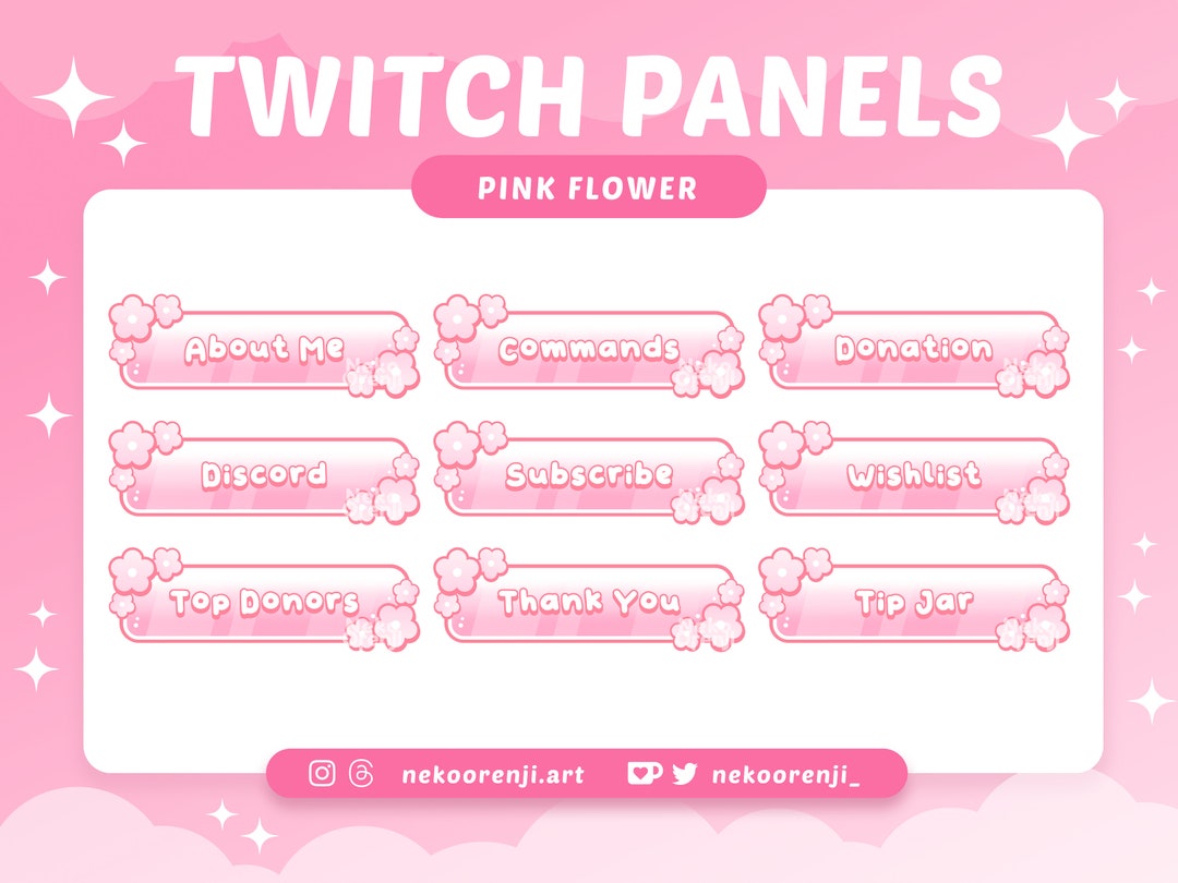 Pink Sakura Cherry Blossom Panel Set for Twitch | Stream Panels ...