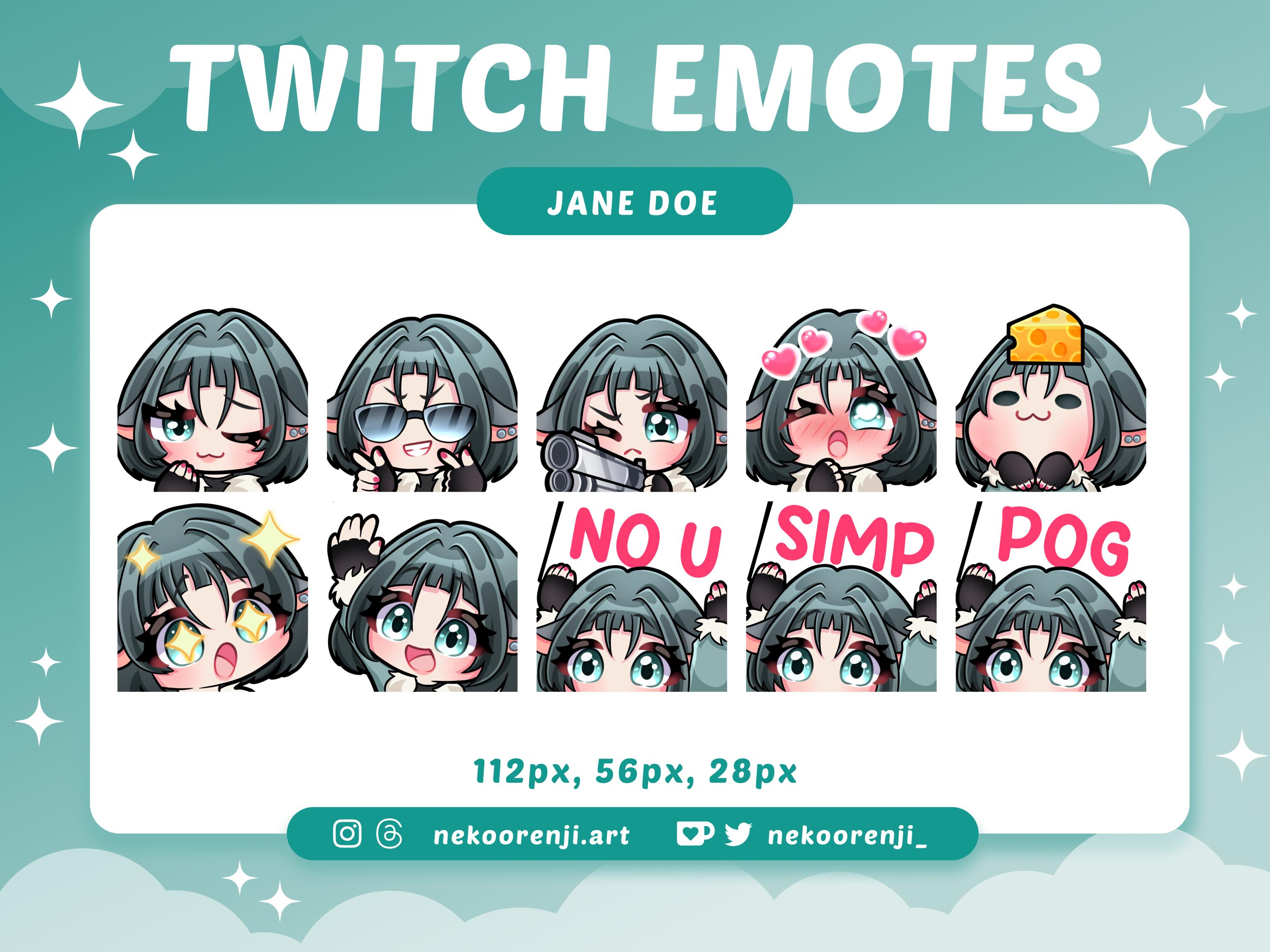 Zenless Zone Zero Jane Doe Emotes for Twitch Cute Emotes Discord Custom ...