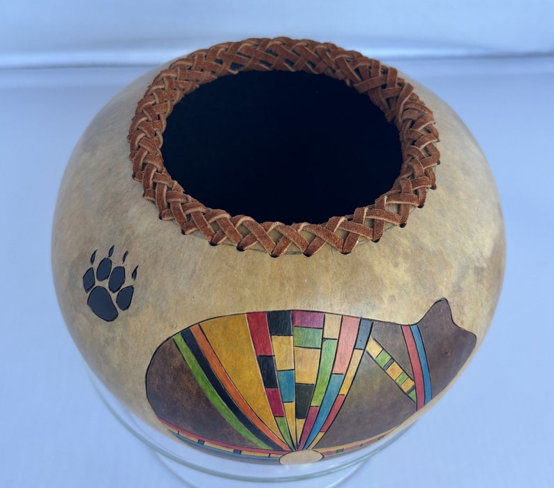 Southwest Bear Gourd With Leather Braided Accent - Etsy