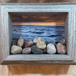 Shadow Box Containing a Shoreline Photo and Hand Picked Lake Superior ...