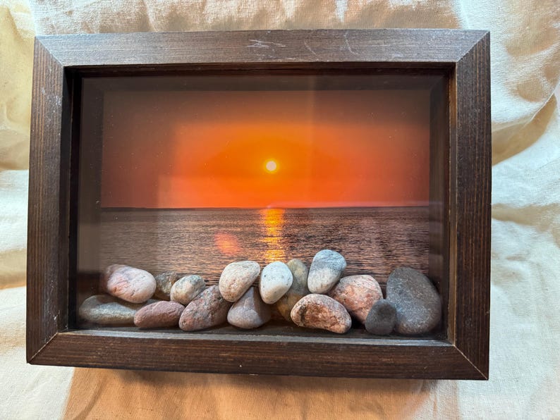 Shadow Box Containing a Shoreline Photo and Hand Picked Lake Superior ...