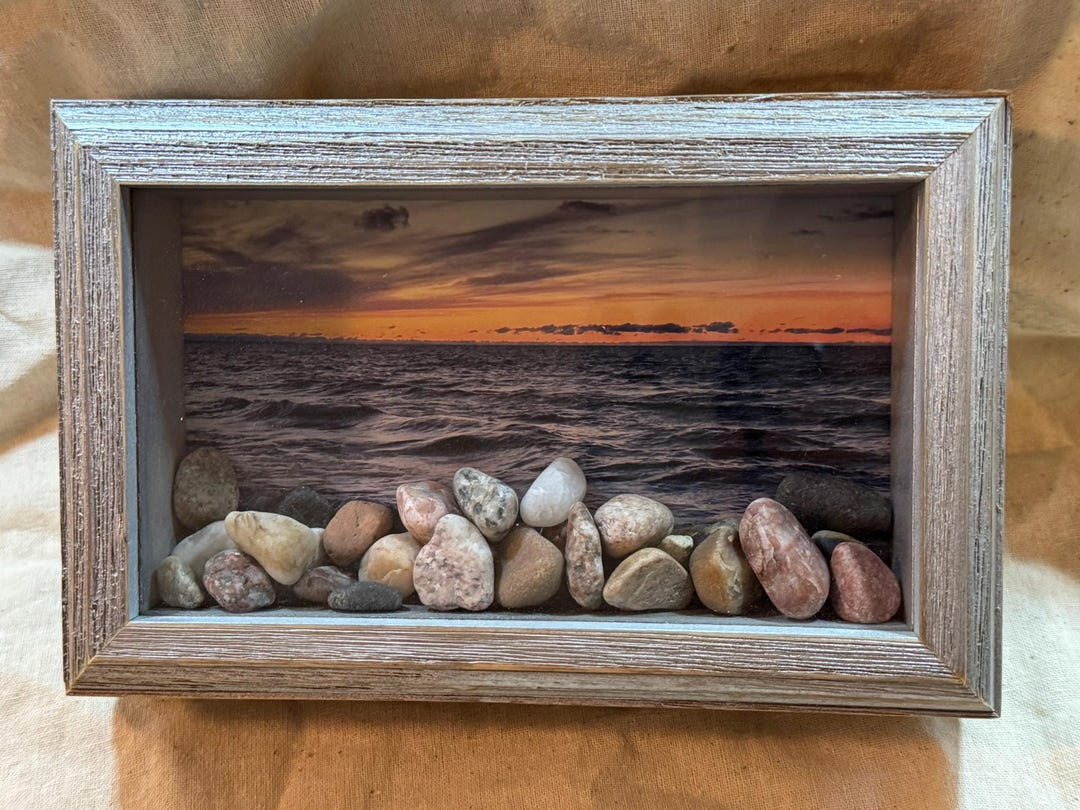 Shadow Box Containing a Shoreline Photo and Hand Picked Lake Superior ...