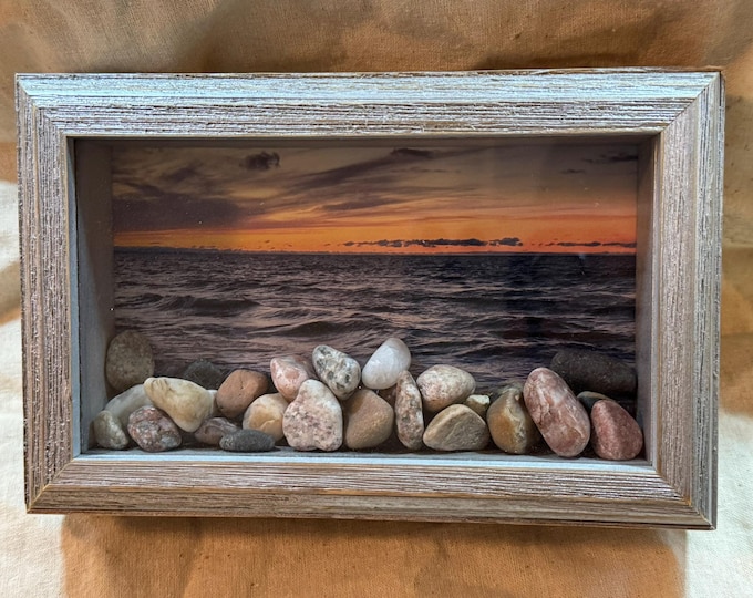 Shadow Box Containing a Shoreline Photo and Hand Picked Lake Superior ...
