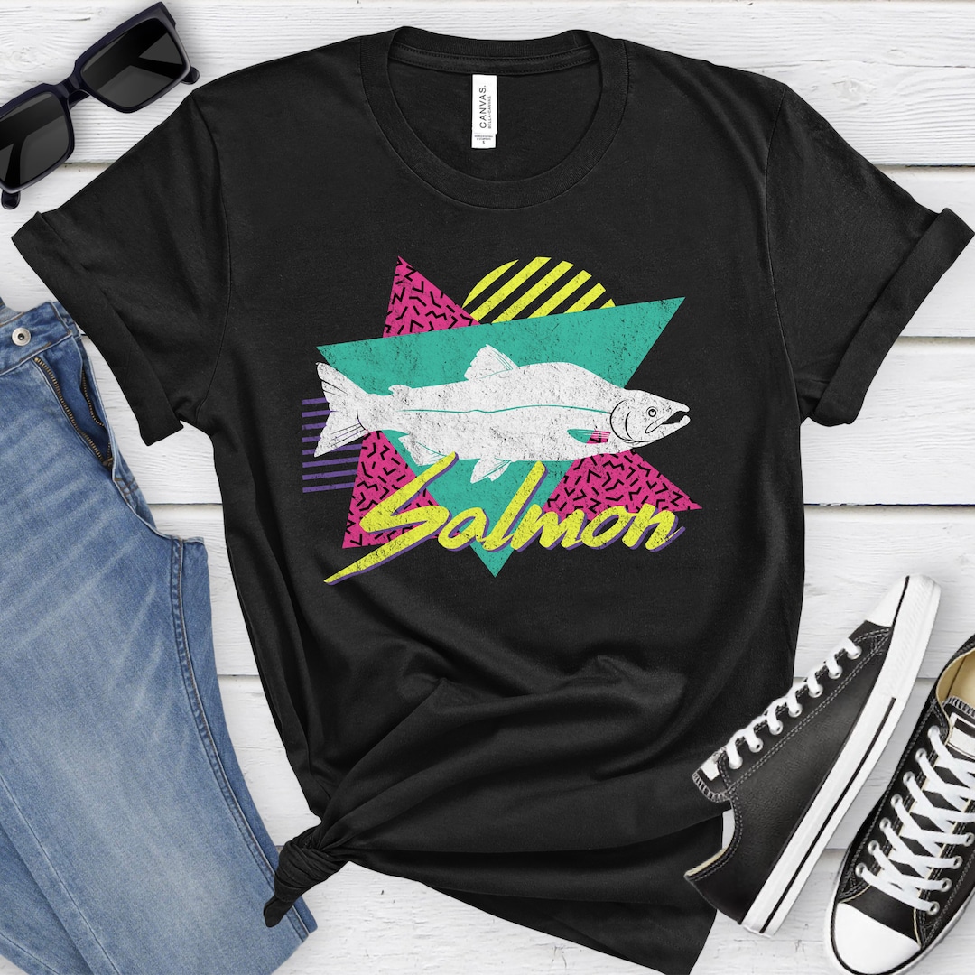Salmon Shirt, Retro Salmon Tee, Salmon Gift, Vintage Salmon T-shirt for Men, I Love Fish, Salmon ...