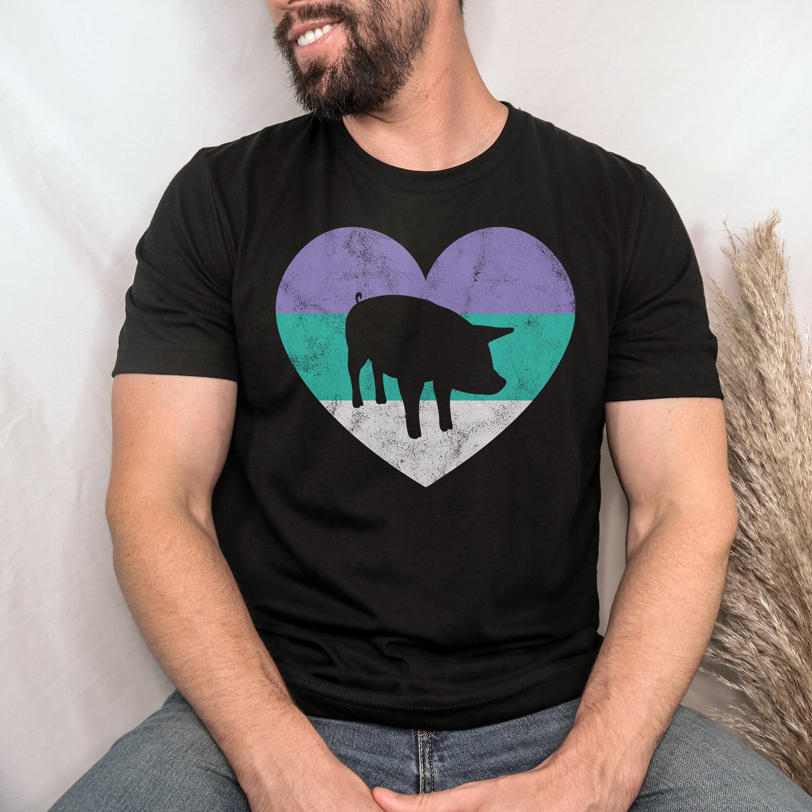 Pig Shirt for Women and Girls, Cute Pig T-shirt, Retro Vintage Pig ...