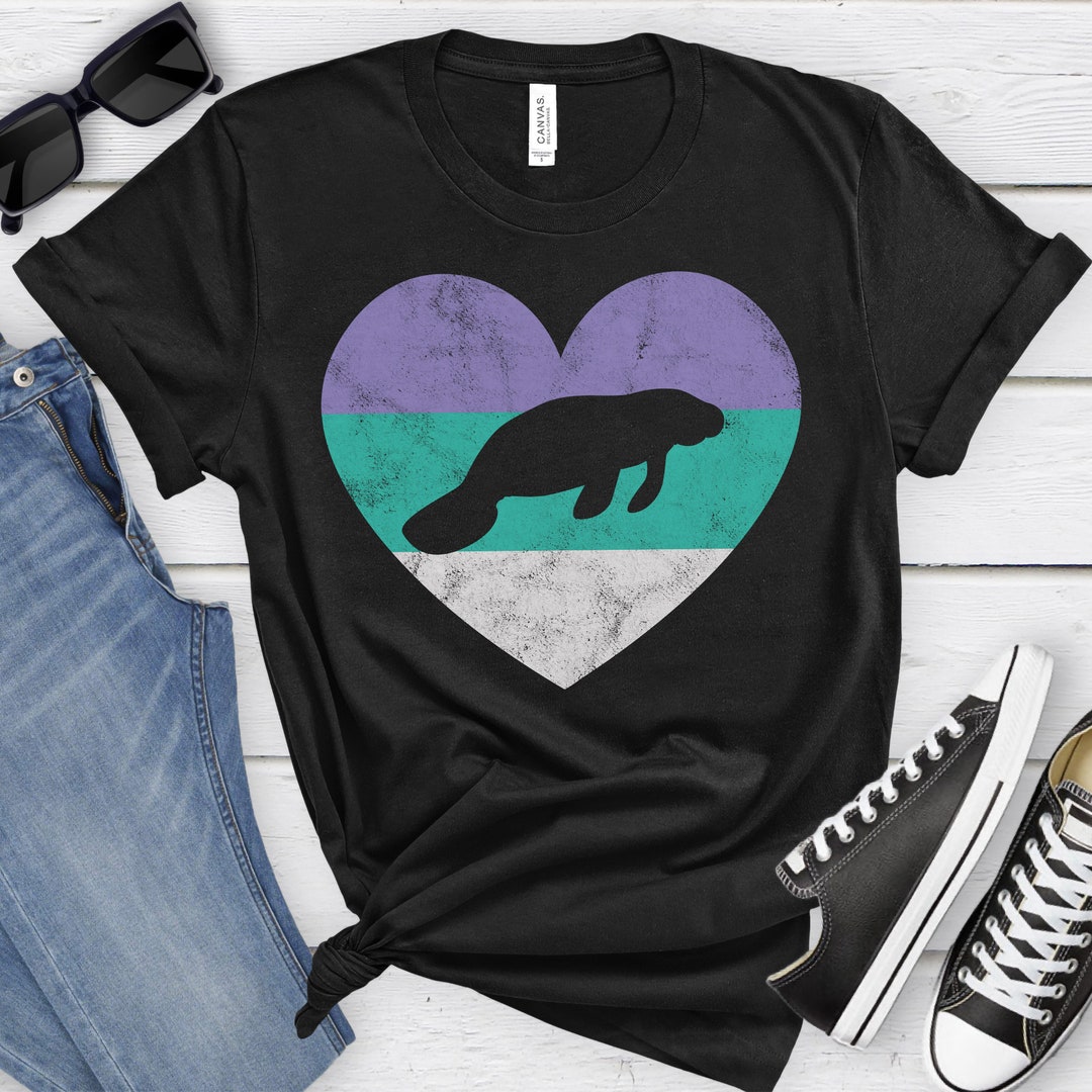 Manatee Shirt for Women and Girls, Cute Manatee T-shirt, Retro Vintage ...