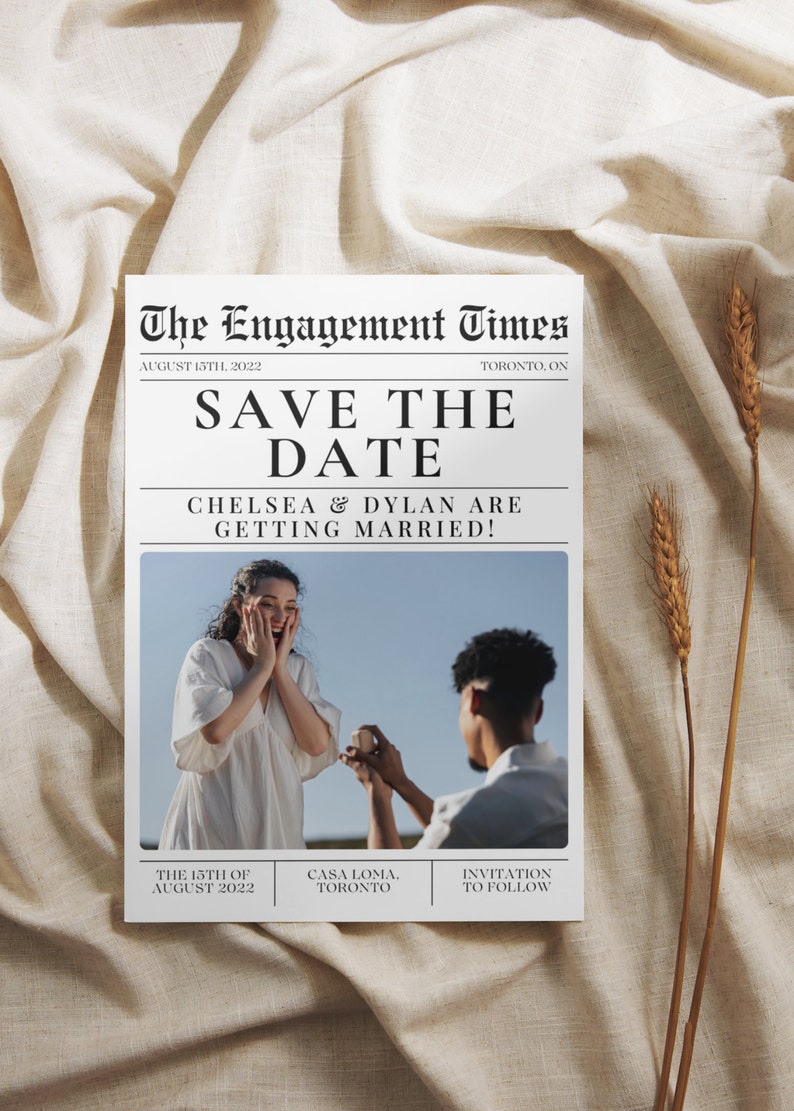 Engagement Times Newspaper Save the Date Card - Etsy