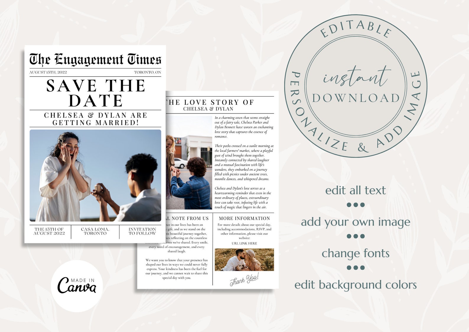 Engagement Times Newspaper Save the Date Card - Etsy