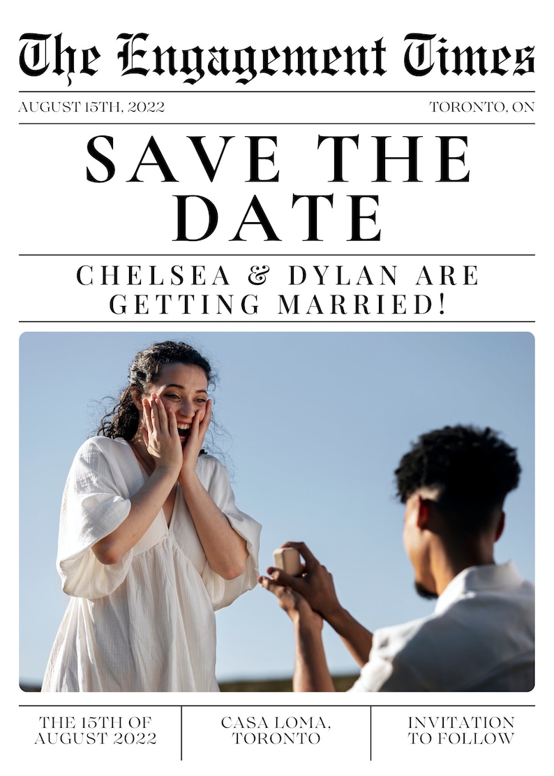 Engagement Times Newspaper Save the Date Card - Etsy