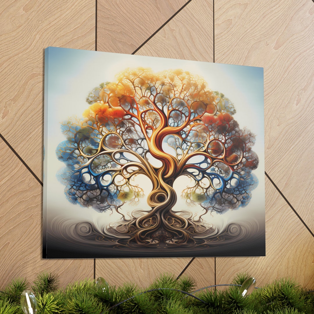 Art Print: Fractal Tree of Life With Swirled Bark Vibrant Branches in ...