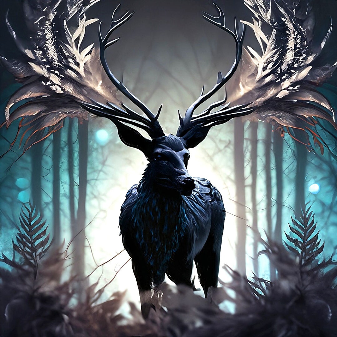 Raven Stag AI Print Wall Hanging Framed and Unframed - Etsy