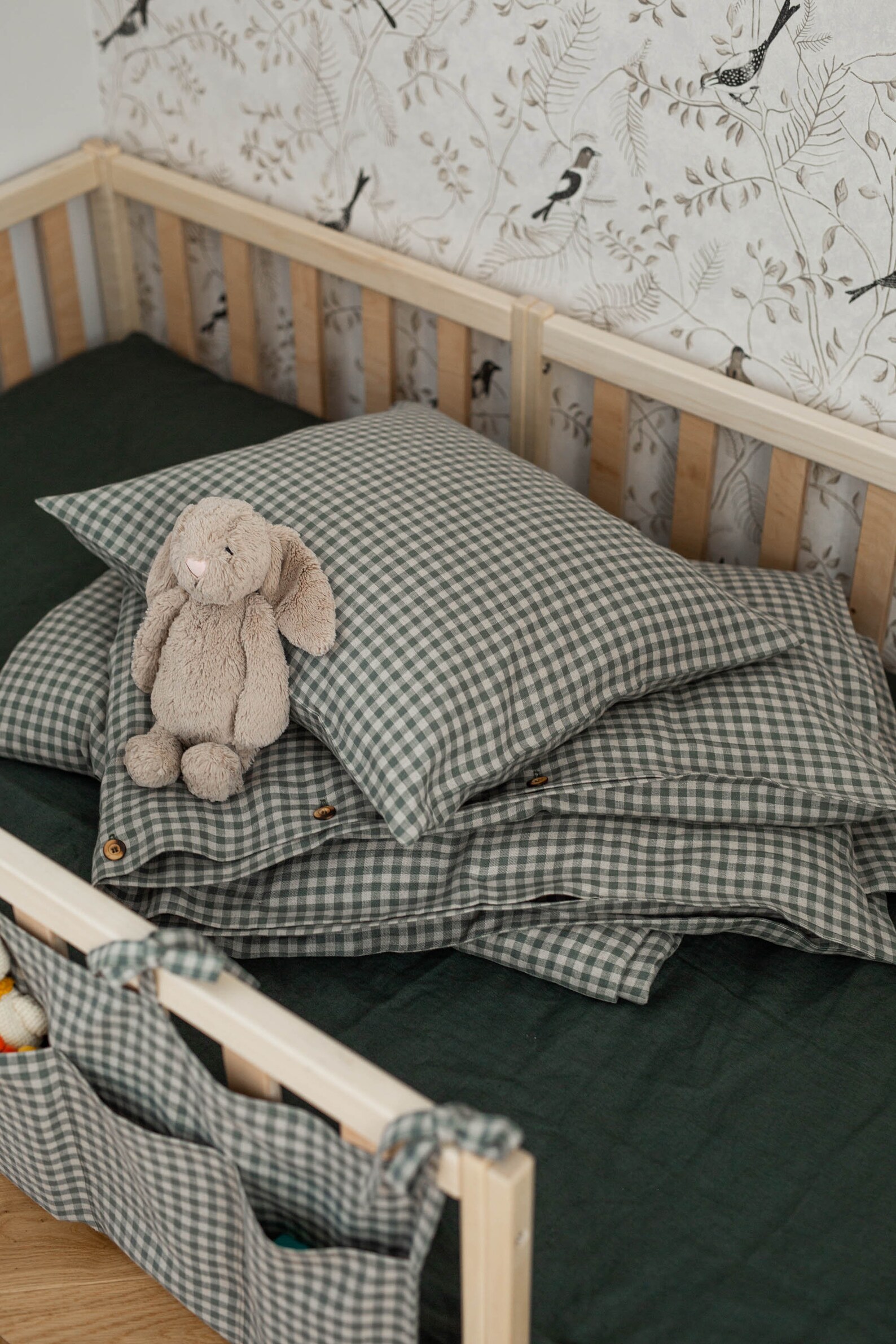 Linen Toddler Bedding Set in Gingham. Baby Bedding. Linen Bedding for ...