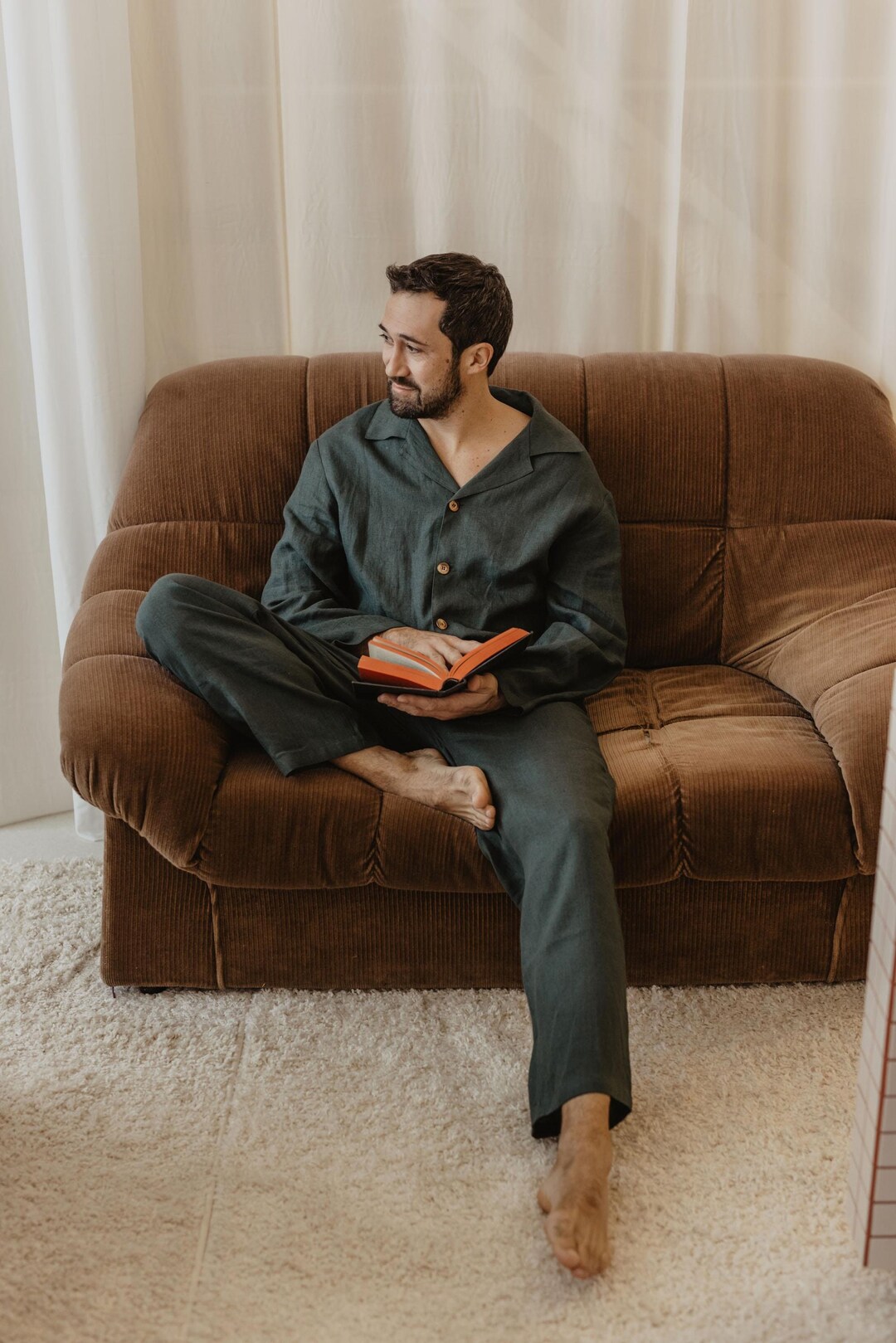 Mens Linen Pajama Set PERKŪNAS. Linen Christmas Pyjamas for Men. Mens ...