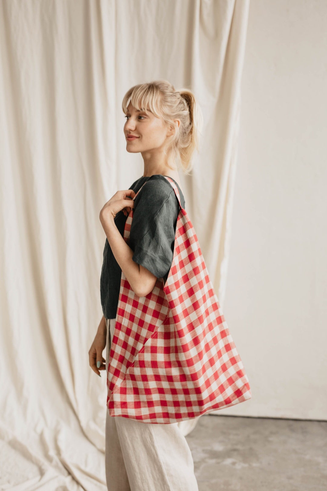 Linen Shopping Bag. Linen Beach Bag. Natural Linen Summer Bag ...