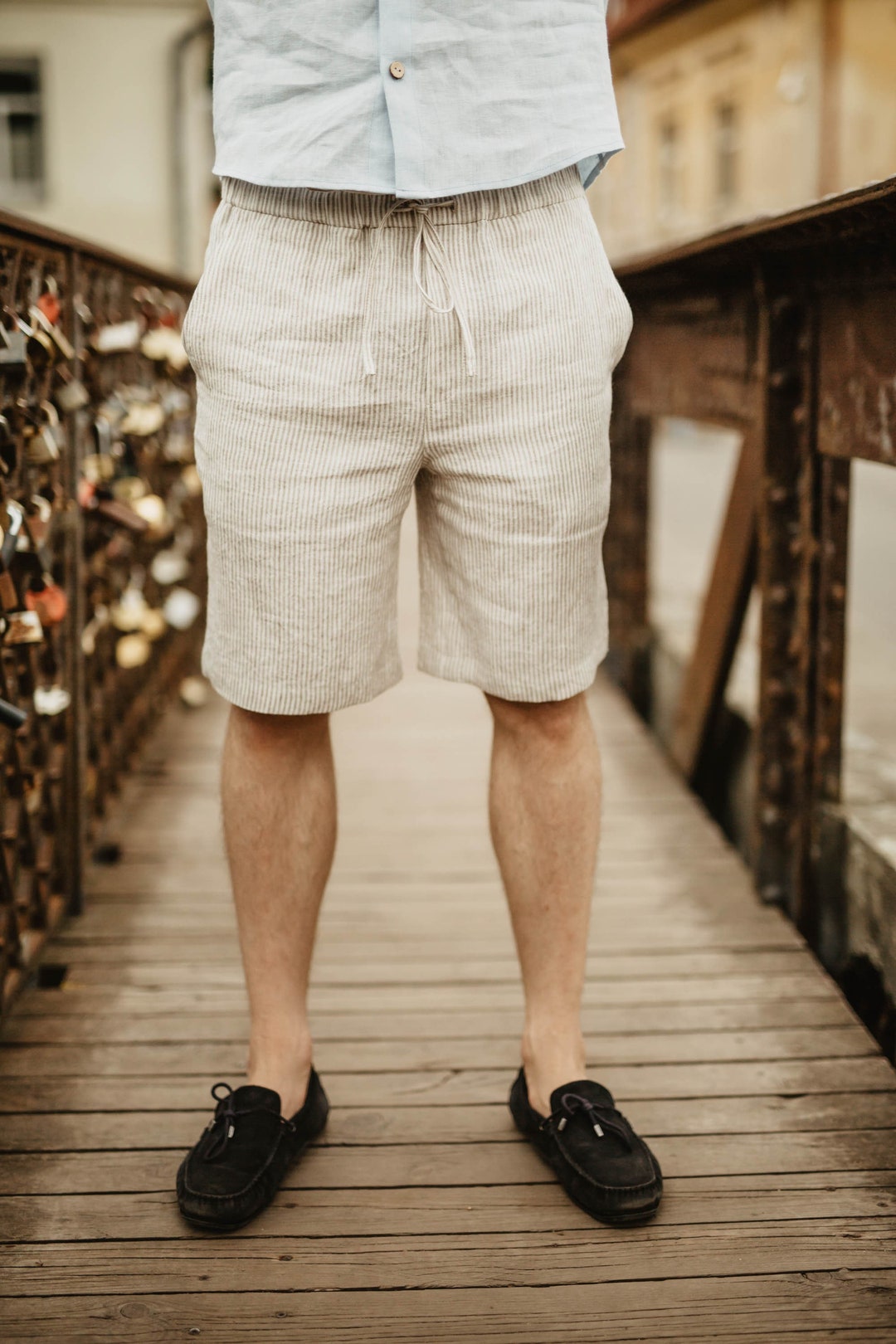 Men's Linen Shorts TIKLIS. Classic Shorts for Men. Men's Linen Summer ...