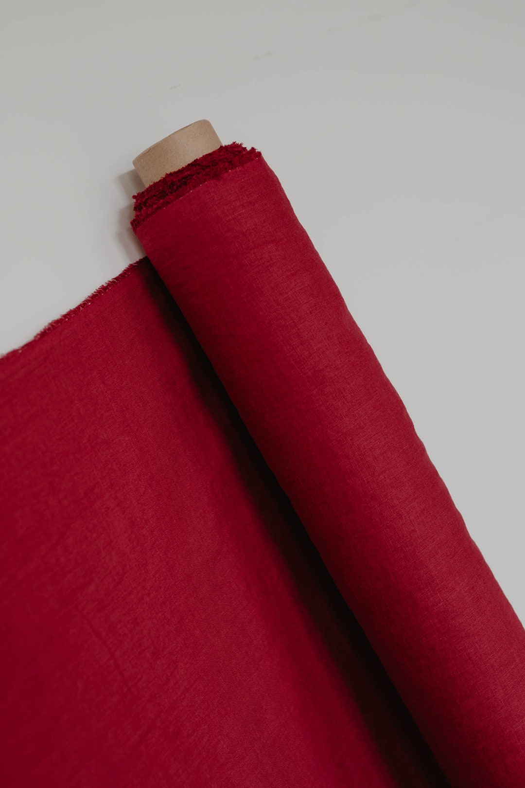 Berry Red Softened Linen Fabric Cut by Meter by Yard for Sewing - Etsy