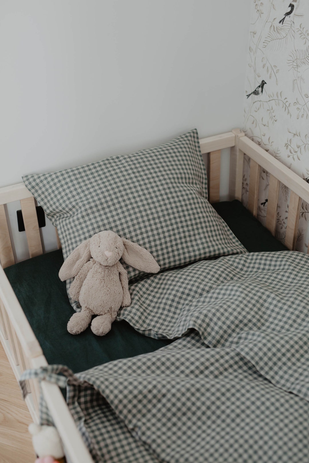 Linen Toddler Bedding Set in Gingham. Baby Bedding. Linen Bedding for ...