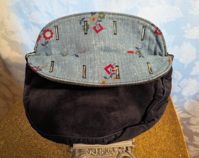 Bermuda Bag COVER - Blue Velvet/denim Print Lining - Etsy