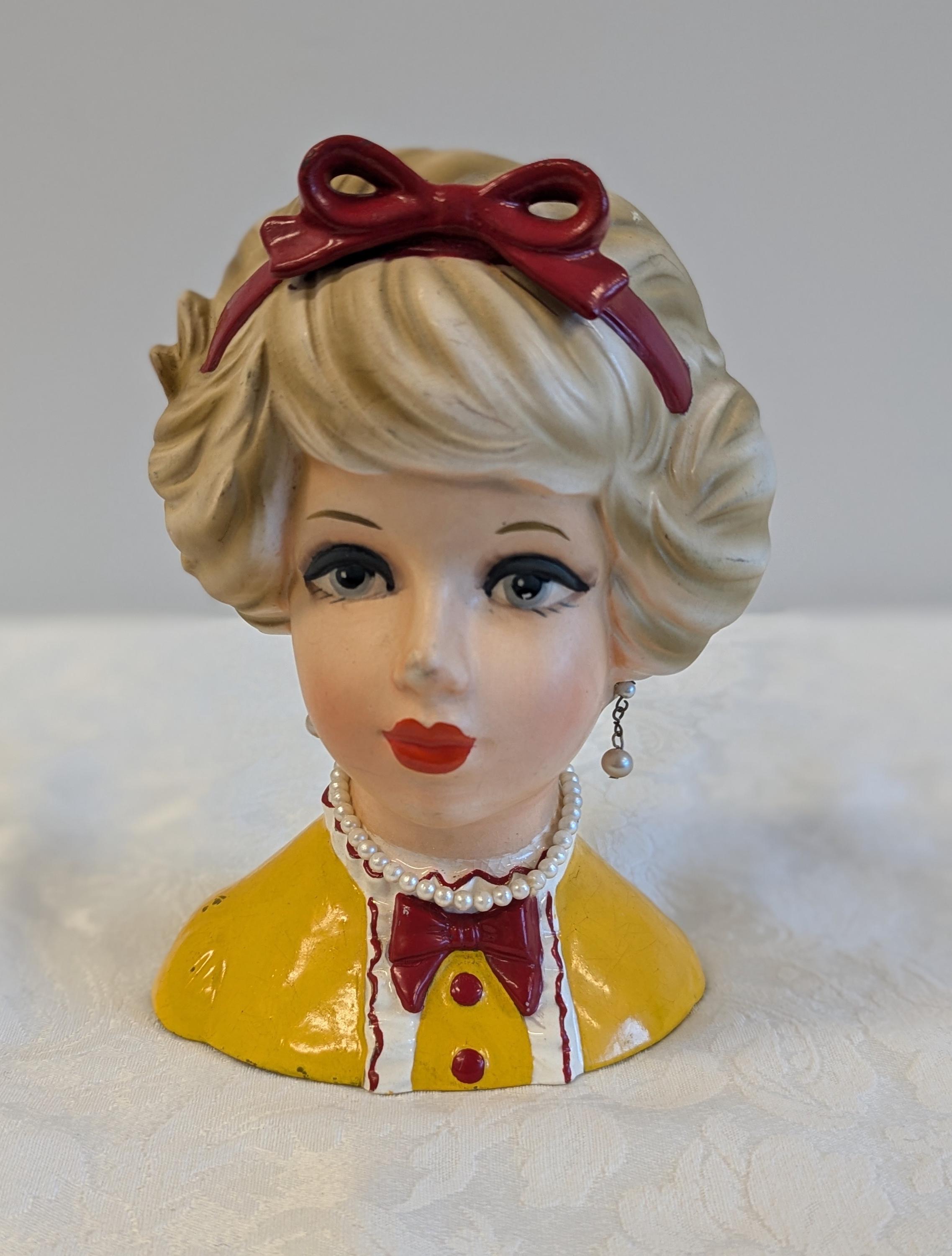RELPO Lady Head Vase W/bow, Necklace, Earrings - Etsy