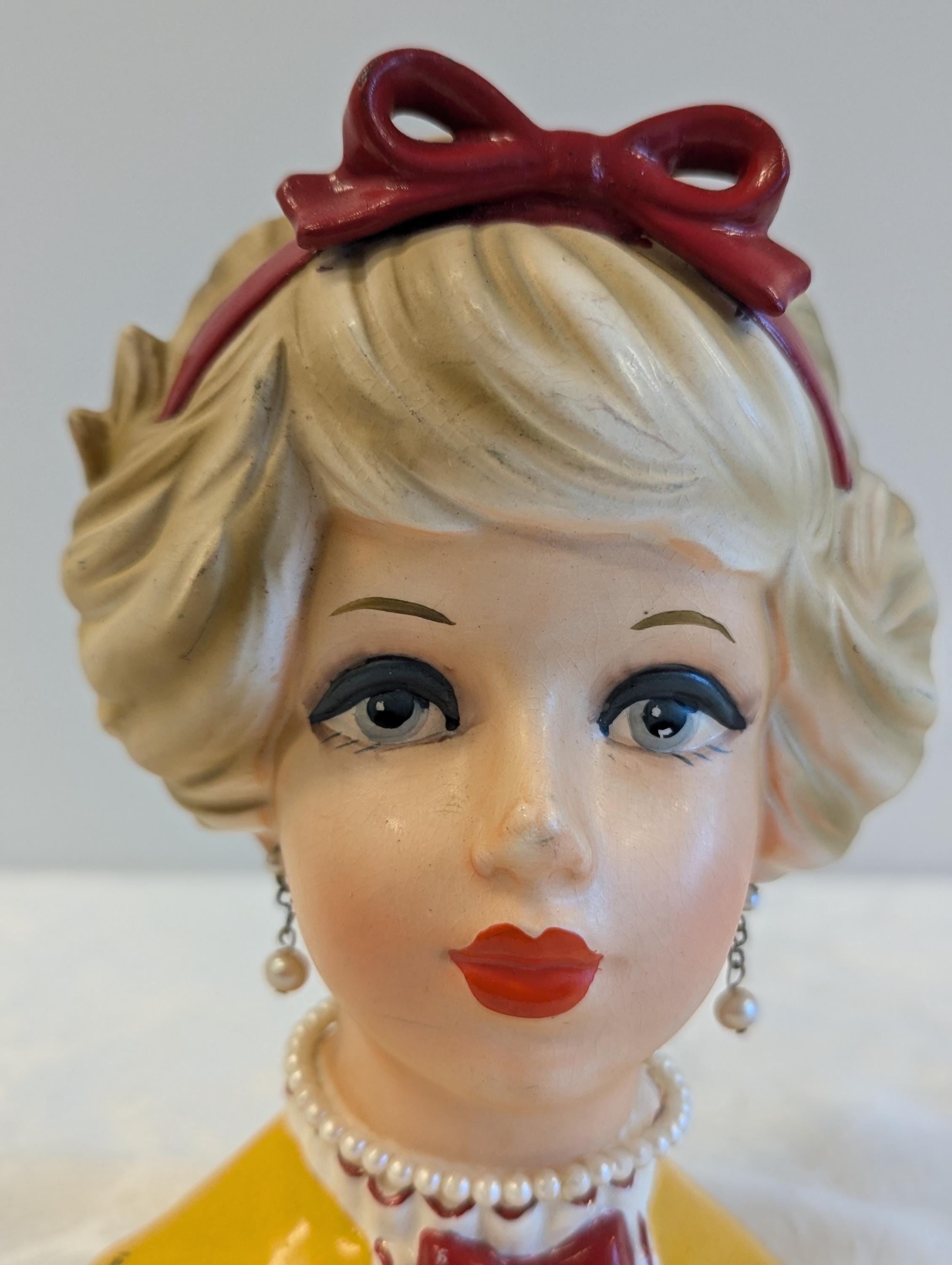 RELPO Lady Head Vase W/bow, Necklace, Earrings - Etsy