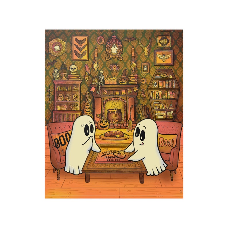 Spooky Cute Ghost Wall Art Print Halloween Fall Gift 9 X 11 - Etsy
