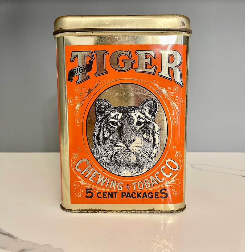 1930 1950 Tiger Chewing Tobacco Tin by Cheinco Housewares. - Etsy