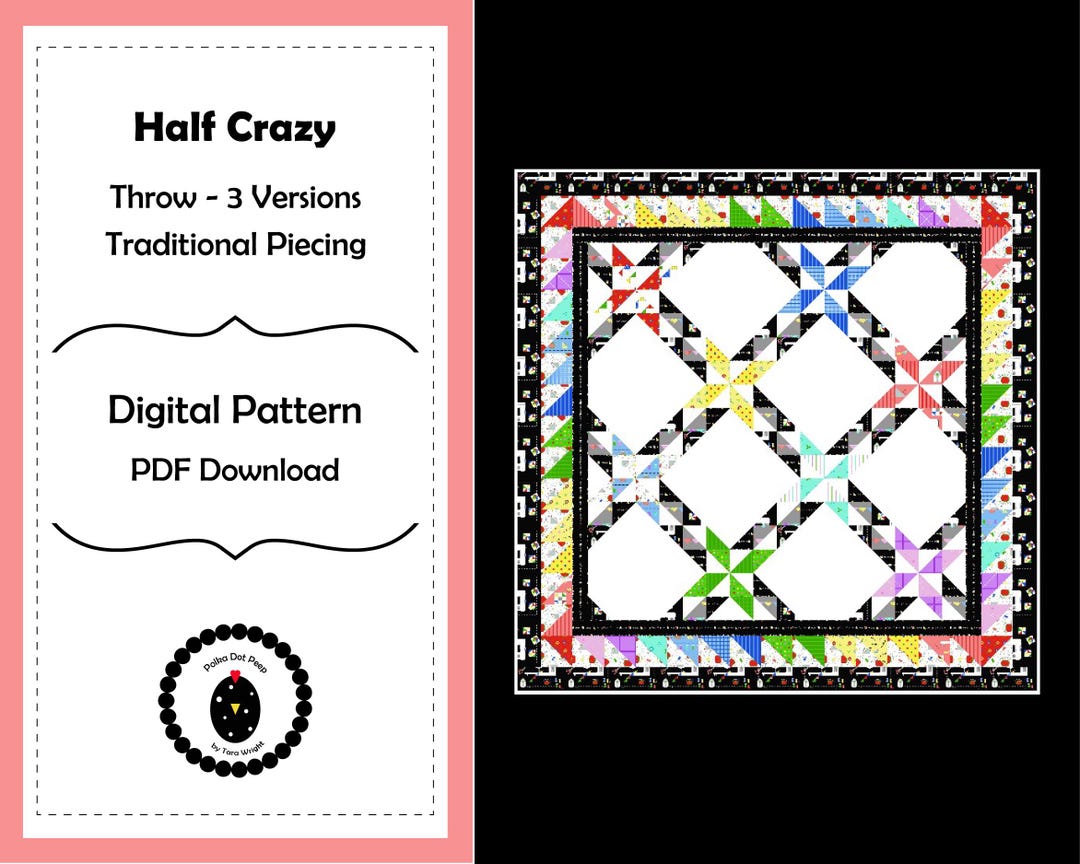 HALF CRAZY Digital Quilt Pattern - PDF Quilt Pattern - Star Quilt ...