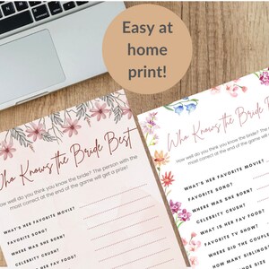 Who Knows the Bride Best Fun Printable Bridal Shower Game, Printable ...