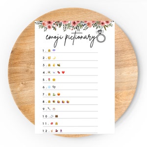 Emoji Pictionary for Bridal Shower, Bachelorette Party, Printable ...