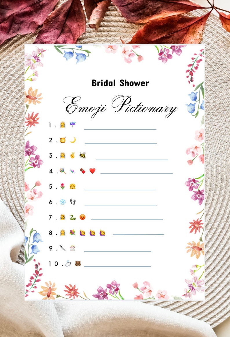 Bridal Shower Game - Emoji Pictionary Printable Game for Wedding ...