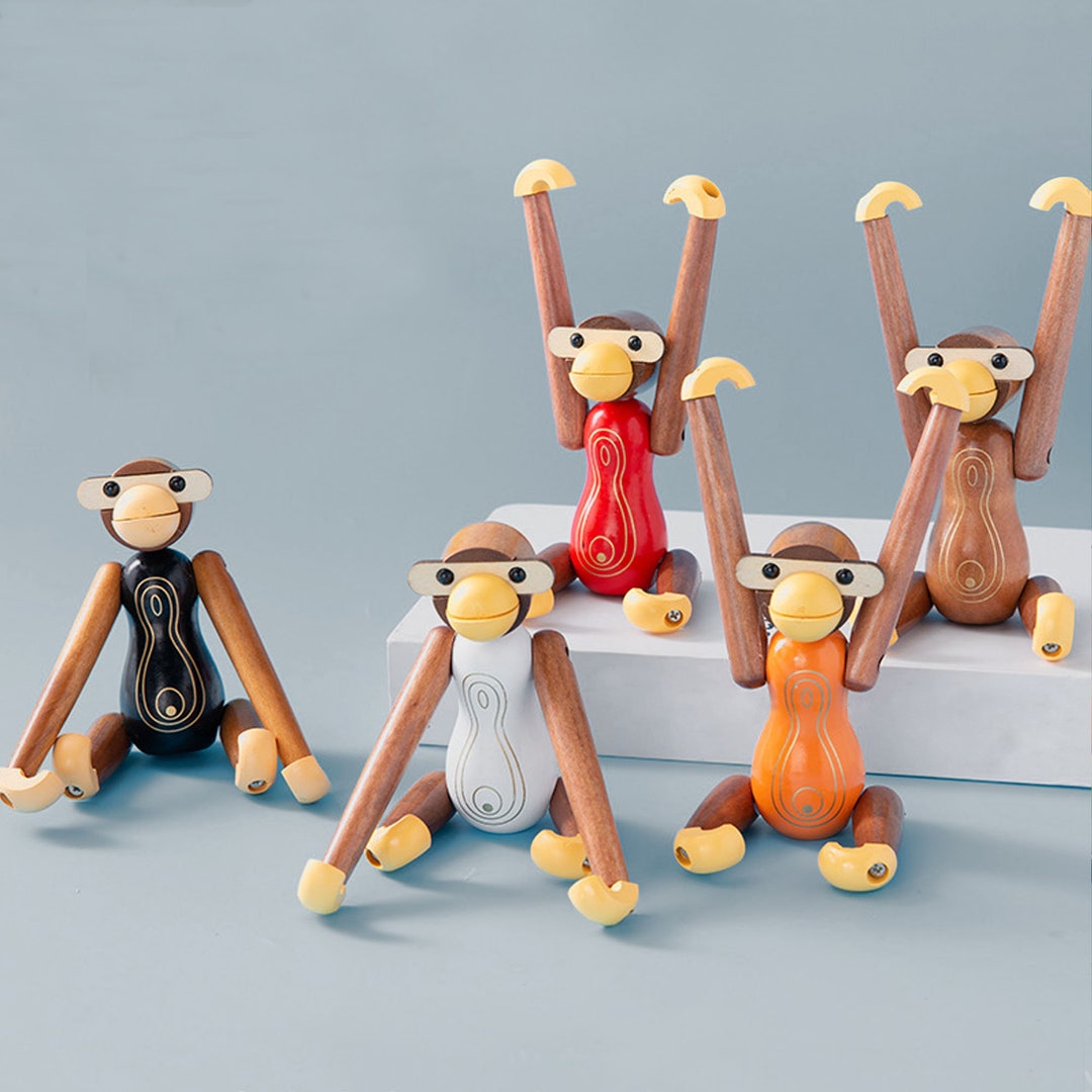 Wooden Cartoon Monkey Cell Phone Holder Lazy Handicraft Desktop ...