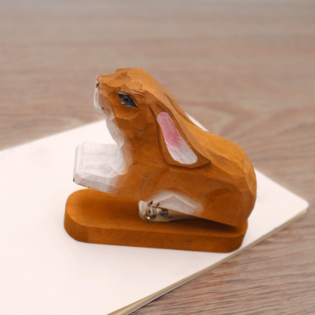 Wooden Animal Mini Stapler Office Creative Wooden Stationery Handmade ...