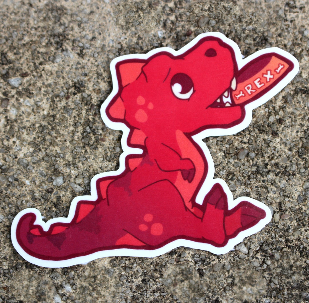 Cute T-rex Sticker | Dinosaur Vinyl Glossy and Holographic Die Cut ...