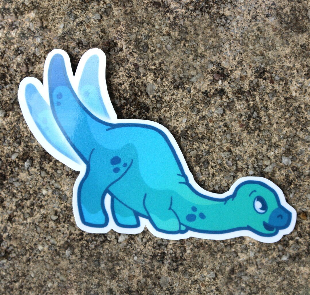 Cute Brontosaurus Sticker | Dinosaur Vinyl Glossy and Holographic Die ...