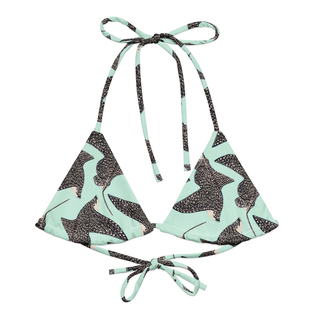 Spotted Eagle Ray String Bikini Top | Mint Green Stingray Women's ...
