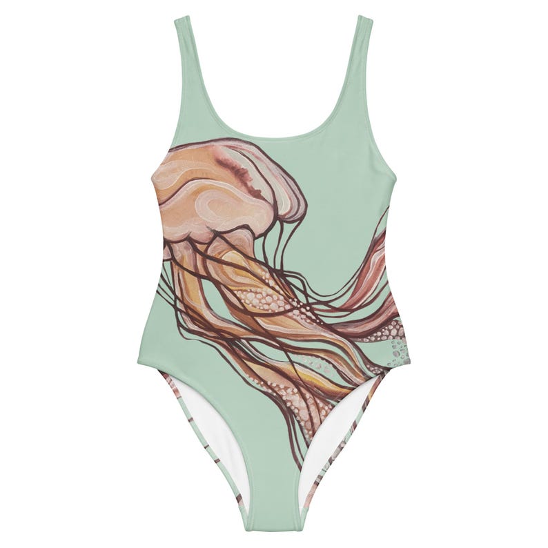 Jellyfish Tentacles Swimsuit | Watercolor Sea Jellies One-piece Women's ...