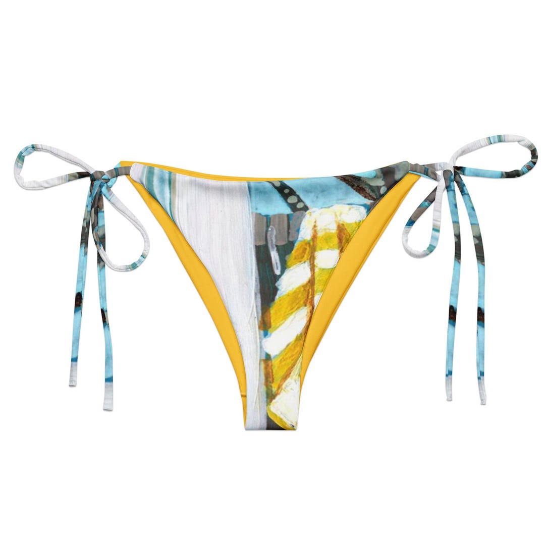 Surf Board String Bikini Bottom | Yellow Striped Towel Women’s Swimsuit ...