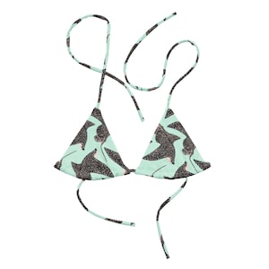 Spotted Eagle Ray String Bikini Top | Mint Green Stingray Women's ...