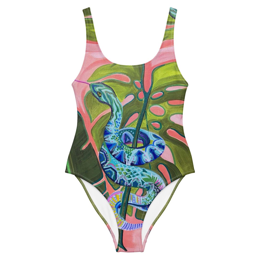 Tropical Snake Swimsuit | Rainforest Reptile One-piece Women's Bathing ...