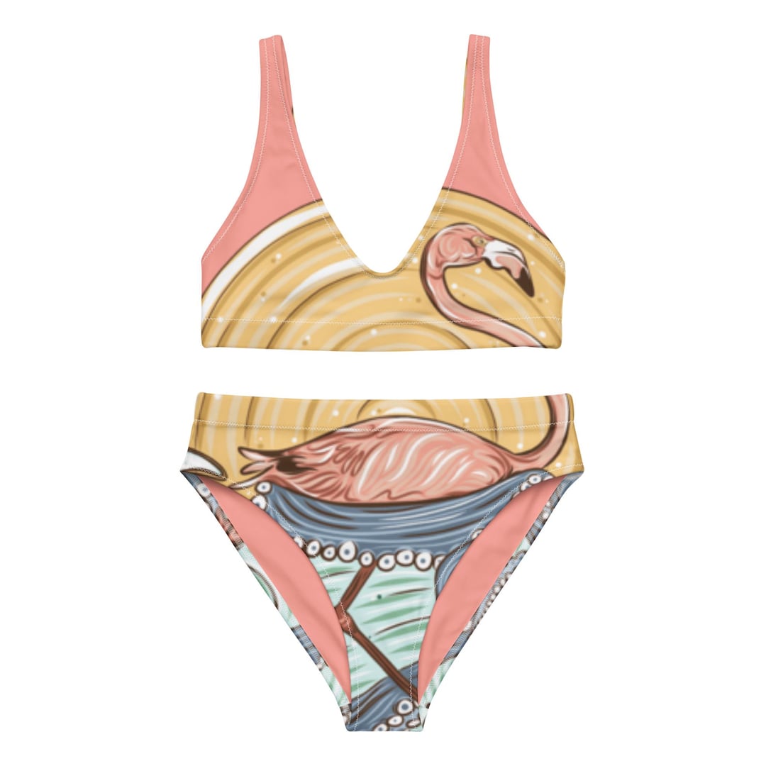 Pink Flamingo High-waisted Sporty Bikini Set | Sunshine Octopus Women’s ...