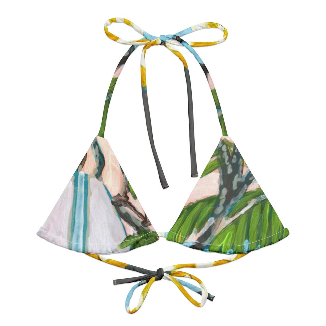 Surf Board String Bikini Top | Yellow Striped Towel Women’s Swimsuit ...