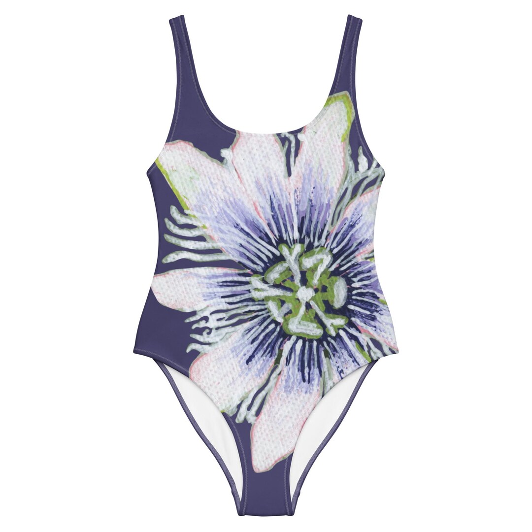 Passionfruit Flower Swimsuit | Purple Parcha One-piece Women's Bathing ...