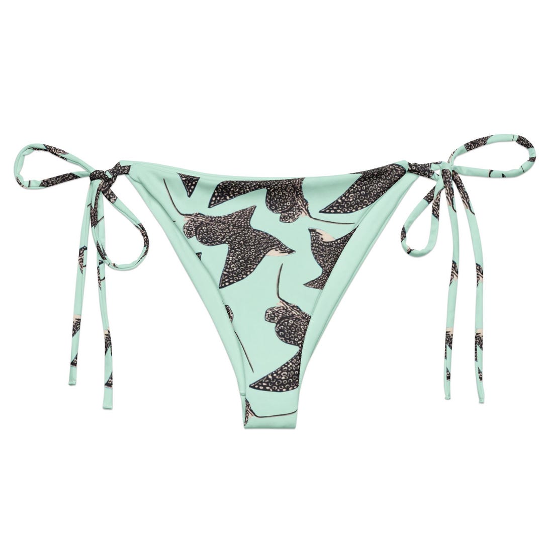 Spotted Eagle Ray String Bikini Bottom | Mint Green Stingray Women's ...