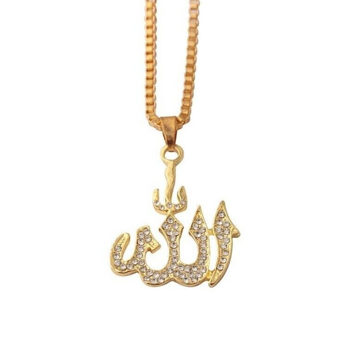 Allah Pendant Necklace Chain Silver Gold Diamond Islam Islamic for Man ...