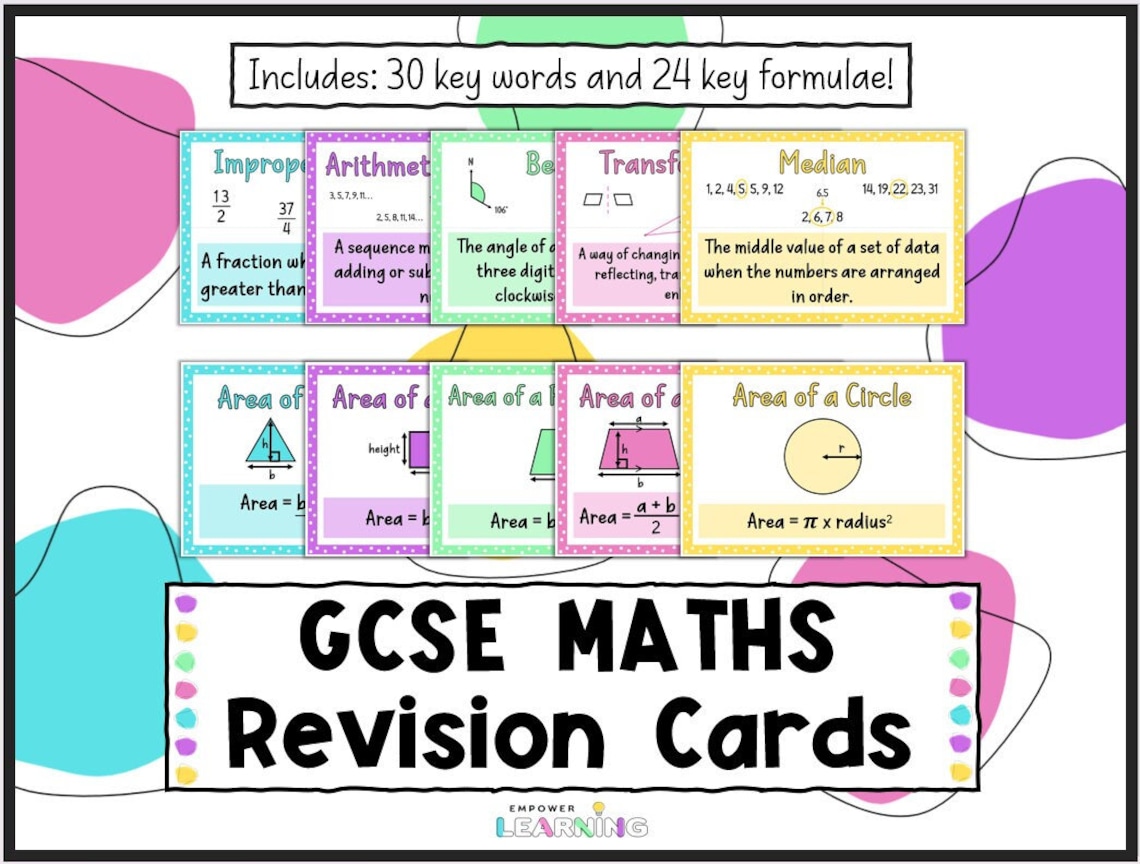 GCSE Maths Revision Flashcards, Printable Key Formulae Cards, Secondary ...
